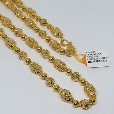KEDAI EMAS DEAURORA JEWELS 2019 - Barang Kemas Rantai Leher 916 - Emas